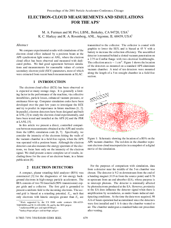 (PDF) Electron-cloud measurements and simulations for the APS