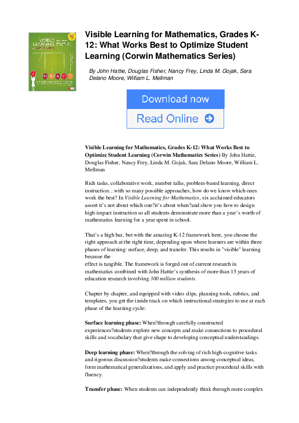 (PDF) Visible Learning for Mathematics, Grades K-12 : what works best ...