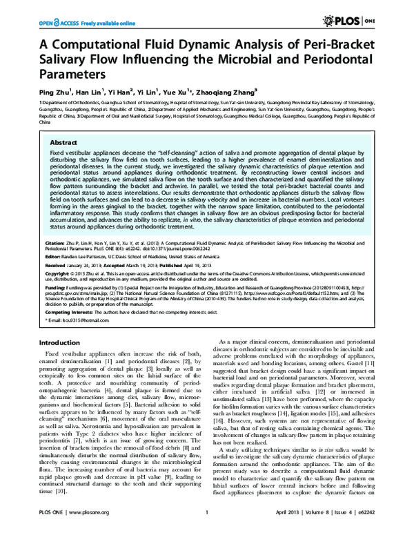(PDF) A Computational Fluid Dynamic Analysis of Peri-Bracket Salivary Flow Influencing the ...