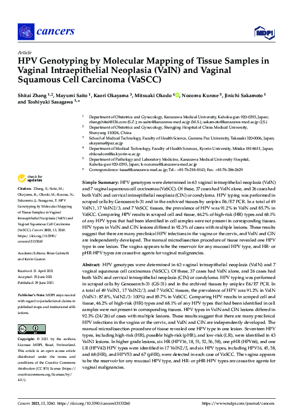 (PDF) HPV Genotyping by Molecular Mapping of Tissue Samples in Vaginal ...