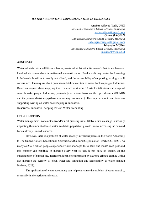(PDF) Evaluating Water Accounting in Indonesia