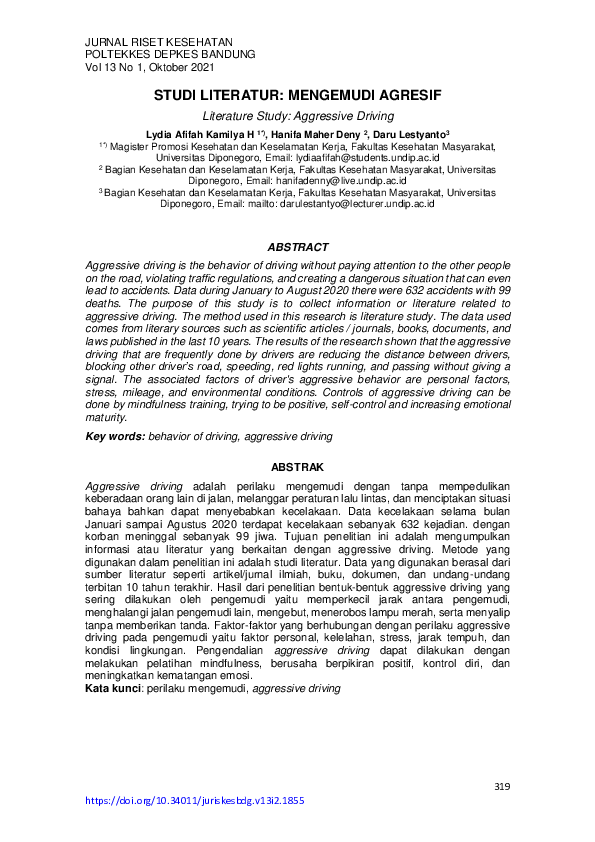 (PDF) Literature Review: Aggressive Driving