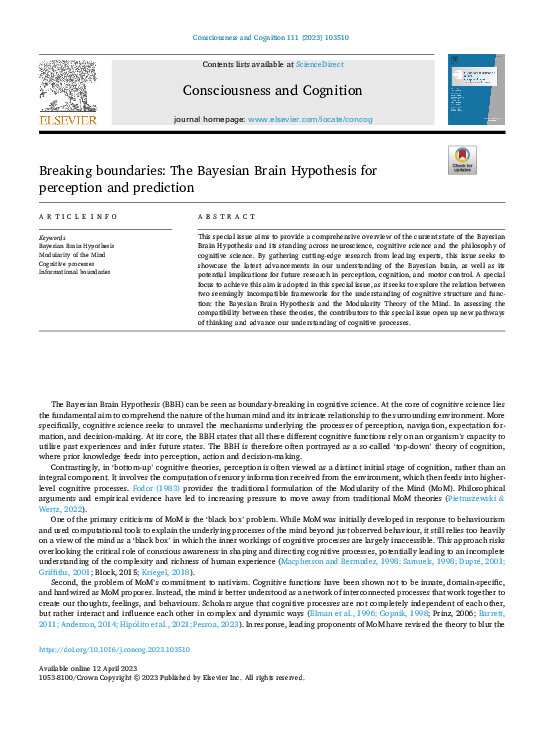 (PDF) Breaking Boundaries: The Bayesian Brain Hypothesis for Perception ...