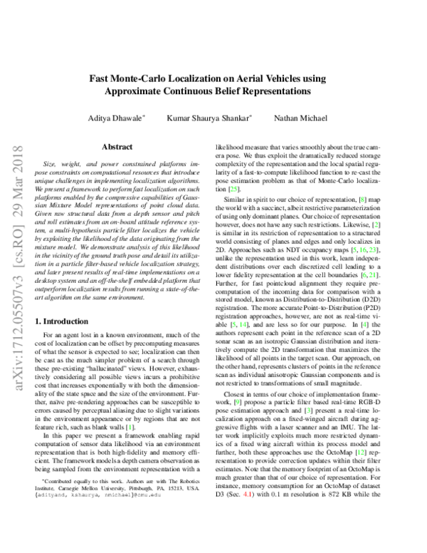 (PDF) Fast Monte-Carlo Localization on Aerial Vehicles using Approximate Continuous Belief ...