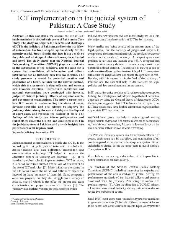 (PDF) ICT implementation in the judicial system