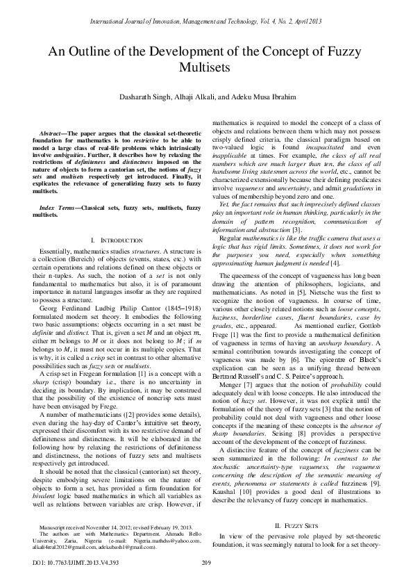 (PDF) An Outline of the Development of the Concept of Fuzzy Multisets