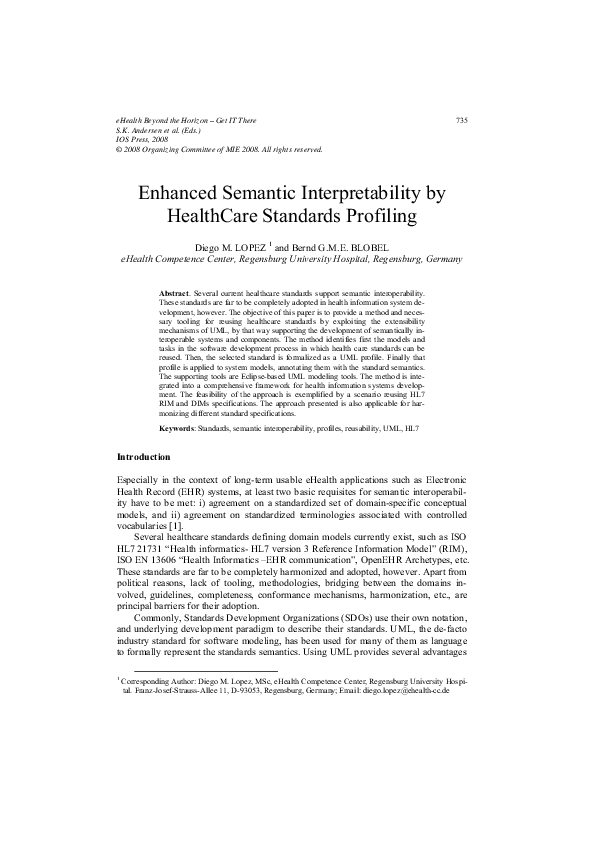 (PDF) Enhanced semantic interpretability by healthcare standards profiling | Diego Alejandro ...