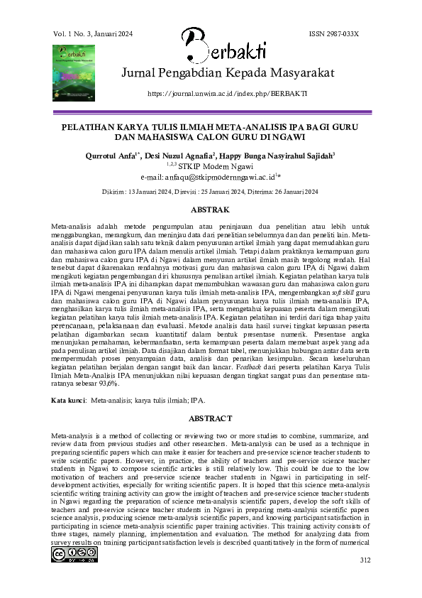 (PDF) Pelatihan Karya Tulis Ilmiah Meta-Analisis IPA Bagi Guru Dan ...