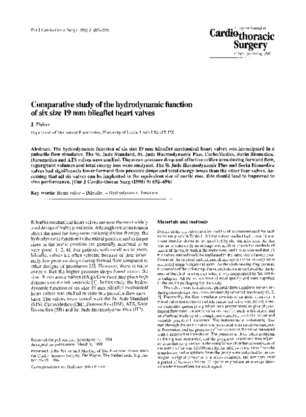 (PDF) Comparative study of the hydrodynamic function of the CarboMedics ...