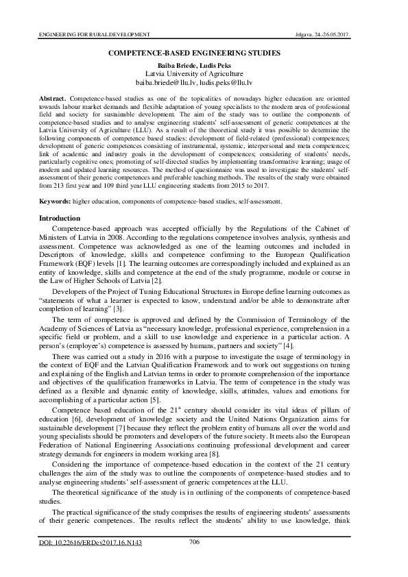 (PDF) Competence-based engineering studies