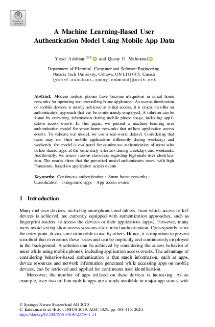 Pdf A Machine Learning Based User Authentication Model Using Mobile App Data