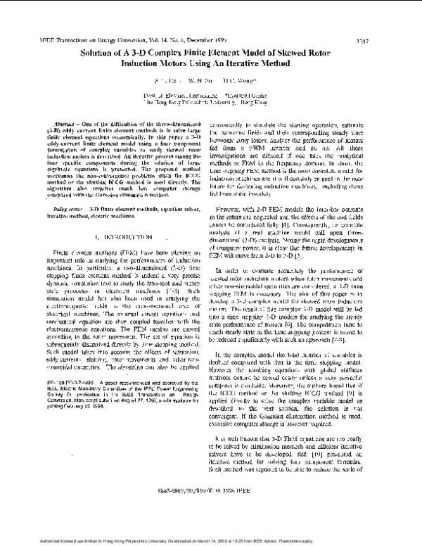 (PDF) Solution of a 3-D complex finite element model of skewed rotor ...
