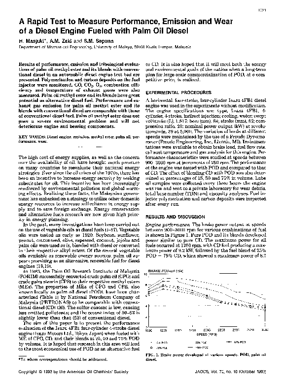 (PDF) A rapid test to measure performance, emission and wear of a ...