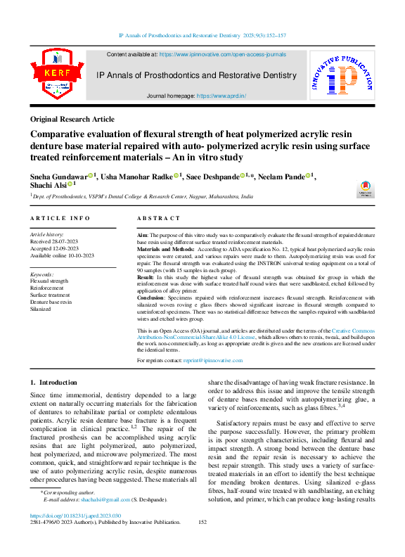 (PDF) Comparative evaluation of flexural strength of heat polymerized ...