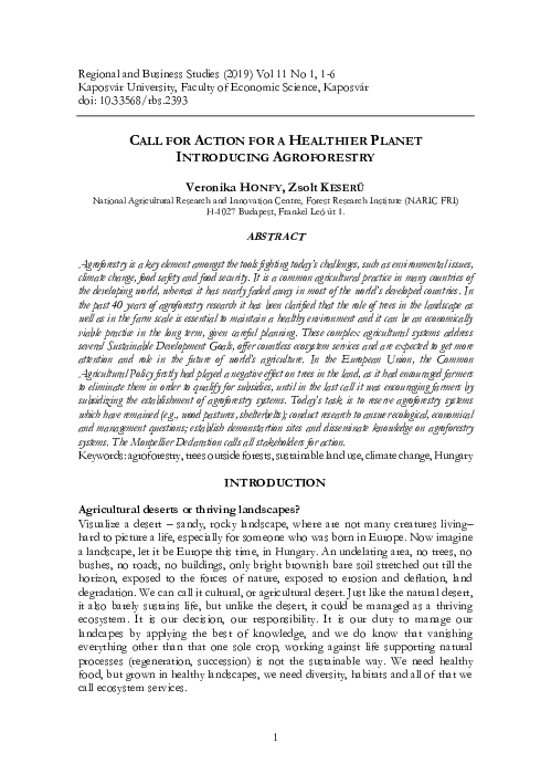 (PDF) Call for Action for a Healthier Planet