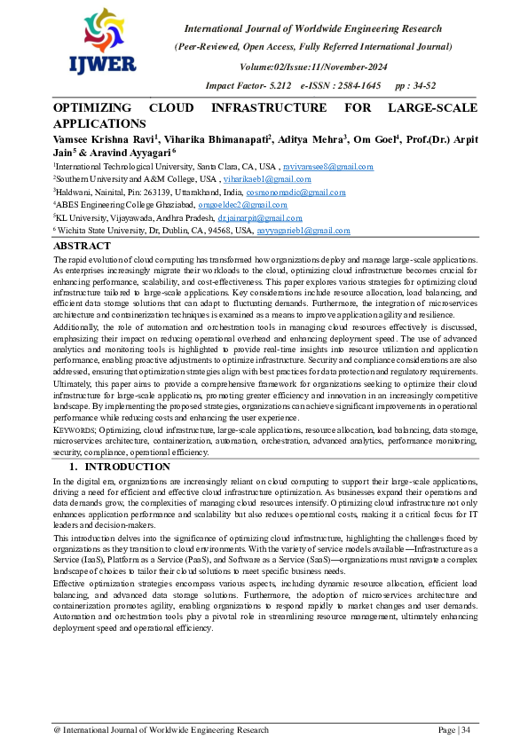 (PDF) OPTIMIZING CLOUD INFRASTRUCTURE FOR LARGE-SCALE APPLICATIONS (PDF) OPTIMIZING CLOUD INFRASTRUCTURE FOR LARGE-SCALE APPLICATIONS
