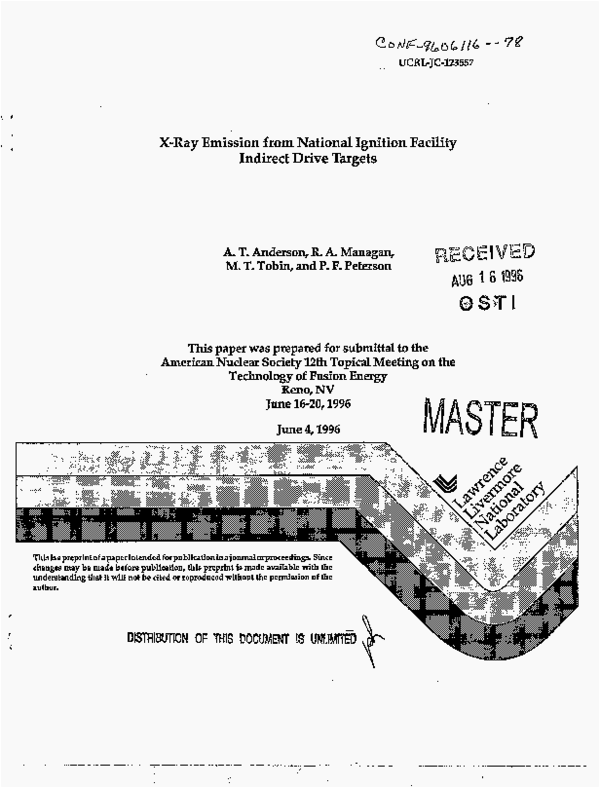 (PDF) X-Ray Emission from National Ignition Facility Indirect Drive ...