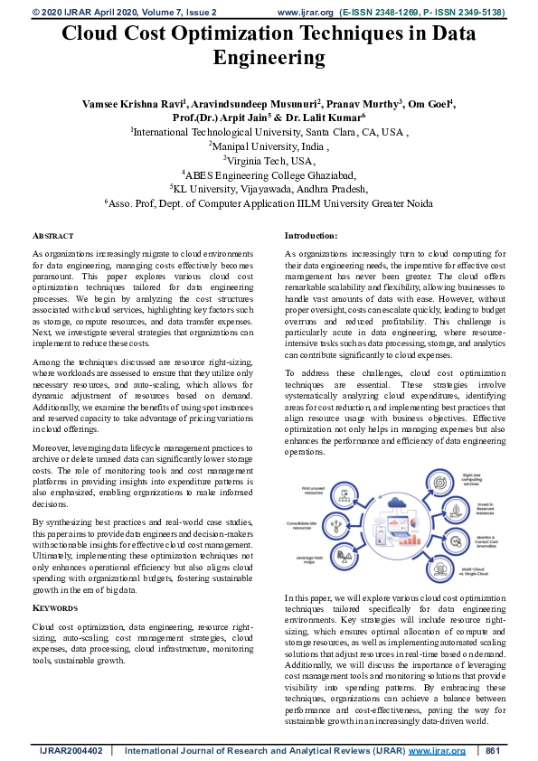 (PDF) Cloud Cost Optimization Techniques in Data Engineering