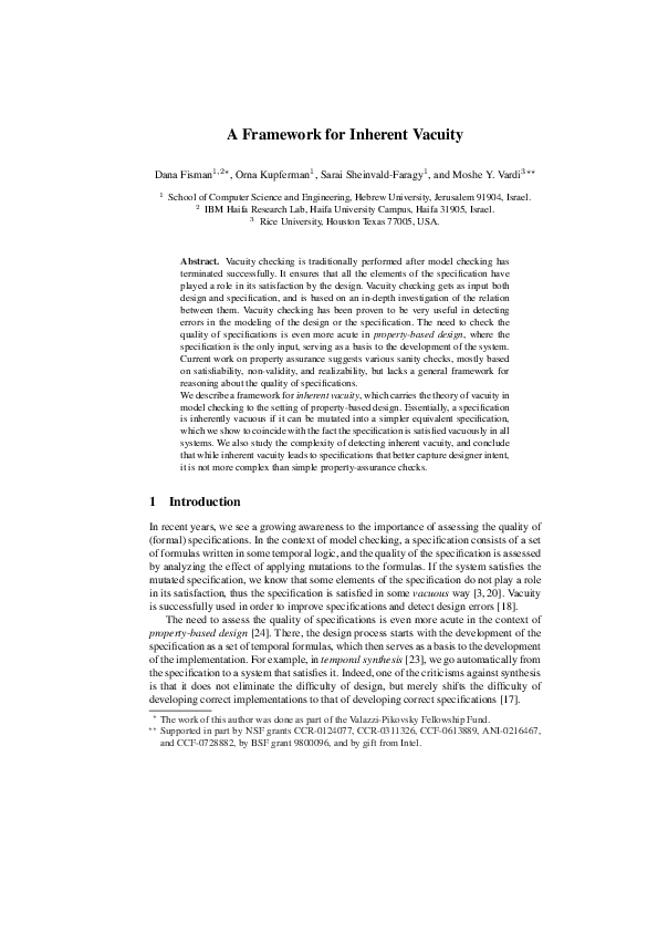 (PDF) A Framework for Inherent Vacuity