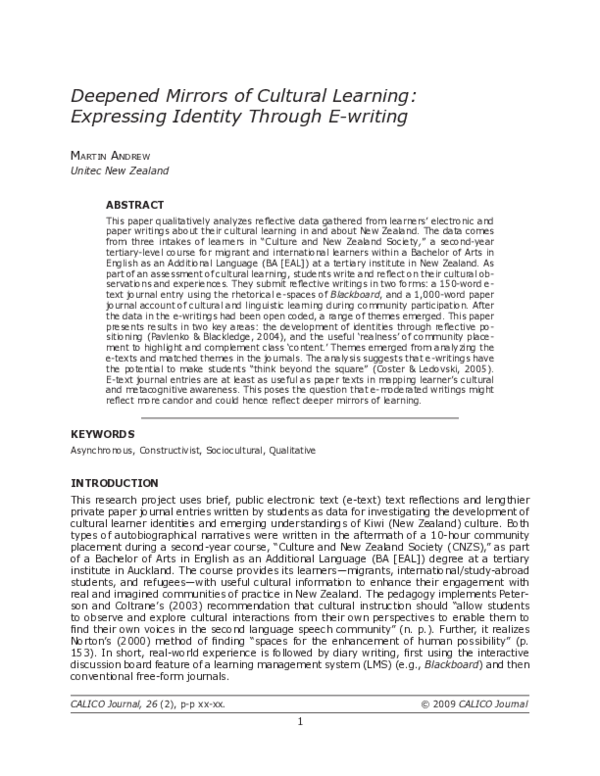 (PDF) Deepened mirrors of cultural learning: the potential of learning ...