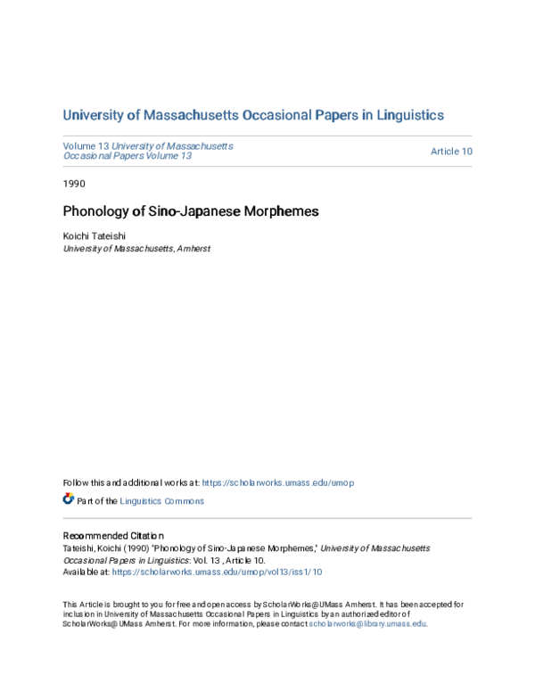 (PDF) Phonology of Sino-Japanese morphemes