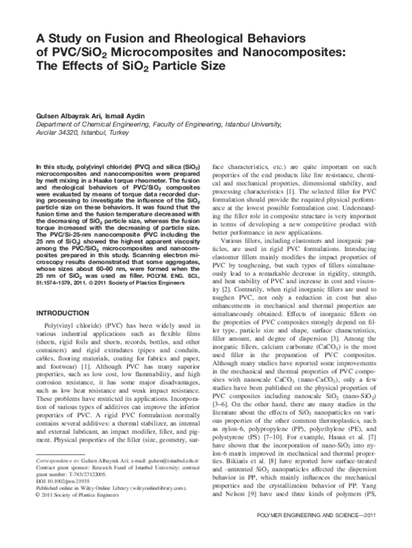 (PDF) A study on fusion and rheological behaviors of PVC/SiO2 ...