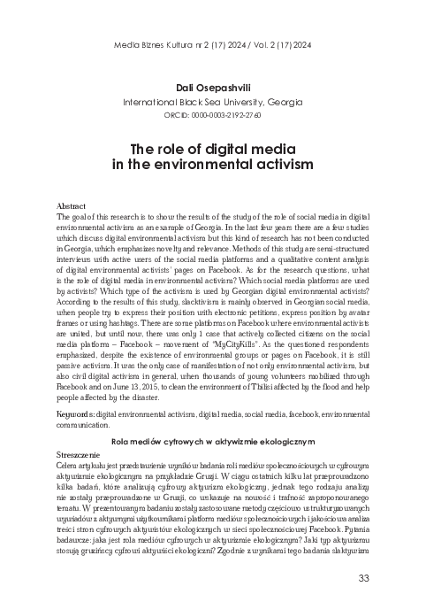 (PDF) The role of digital media in the environmental activism