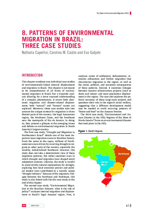 (PDF) 8. PATTErnS OF EnvirOnMEnTAL MiGrATiOn in BrAziL: ThrEE CASE STudiES