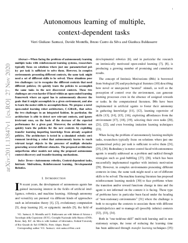 (PDF) Autonomous learning of multiple, context-dependent tasks