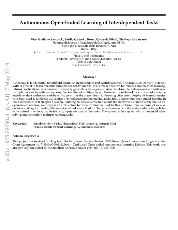 (PDF) Autonomous Open-Ended Learning of Interdependent Tasks