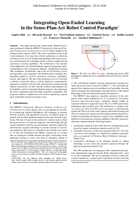 (PDF) Integrating open-ended learning in the sense-plan-act robot control paradigm