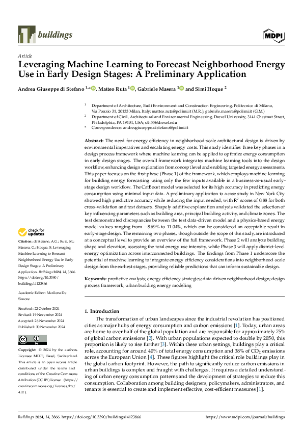 (PDF) Leveraging Machine Learning to Forecast Neighborhood Energy Use in Early Design Stages: A ...