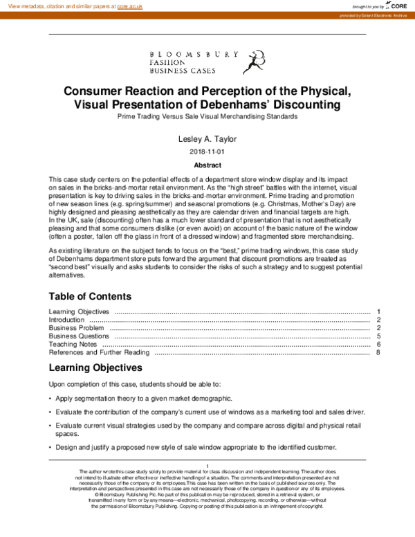 (PDF) Consumer Reaction and Perception of the Physical, Visual ...
