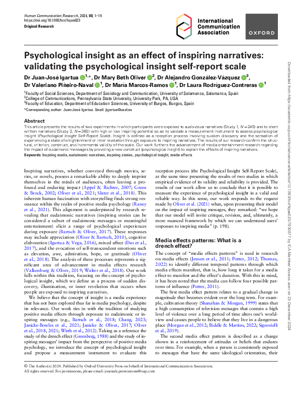 (PDF) Psychological insight as an effect of inspiring narratives ...