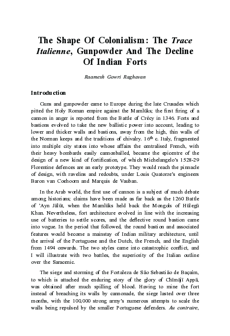 (PDF) The Shape of Colonialism: The Trace Italienne, Gunpowder and the ...