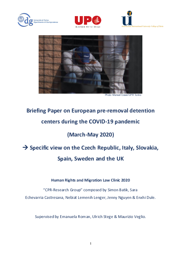 (PDF) Briefing Paper on European pre-removal detention centers during ...