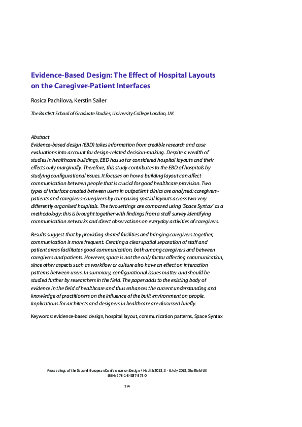 (PDF) Evidence-Based Design: The Effect of Hospital Layouts on the ...