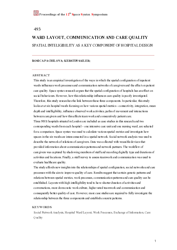 (PDF) Ward layout, communication and care quality: Spatial ...