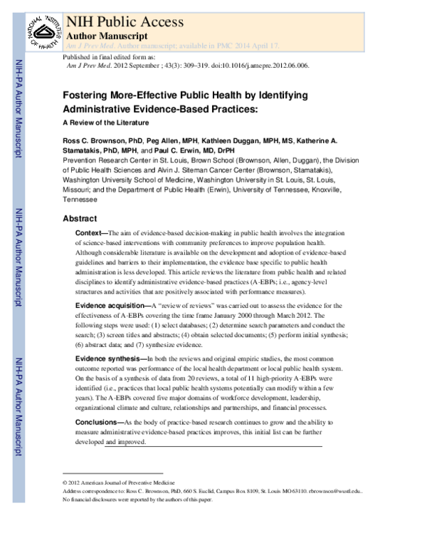 (PDF) Fostering More-Effective Public Health by Identifying ...