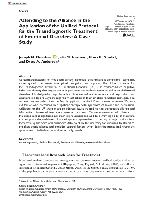 (PDF) Attending to the Alliance in the Application of the Unified ...