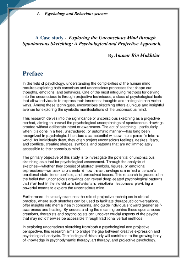 (PDF) A Case study - Exploring the Unconscious Mind through Spontaneous ...