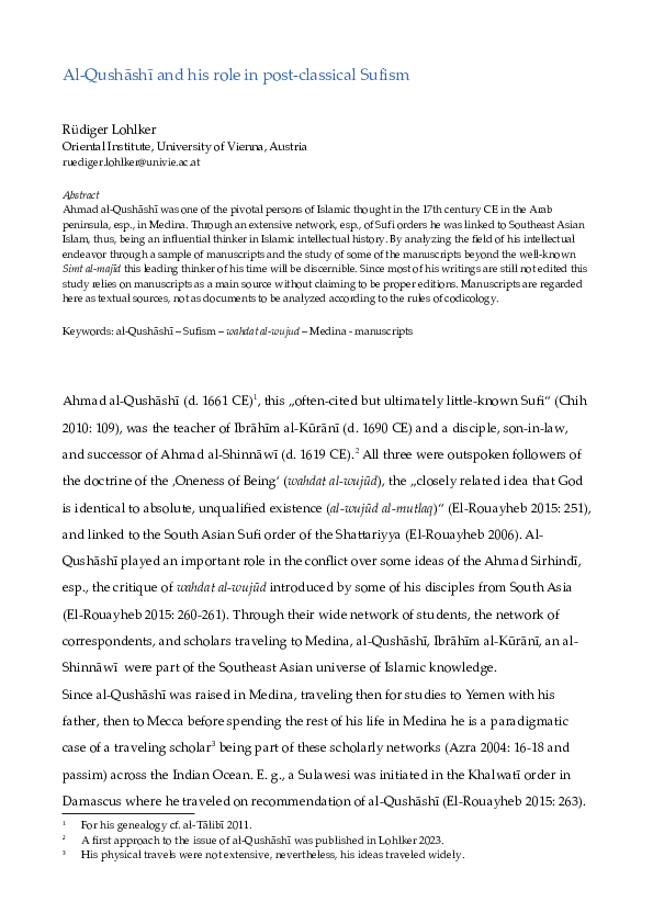 (PDF) Al-Qushashi | Rüdiger Lohlker - Academia.edu