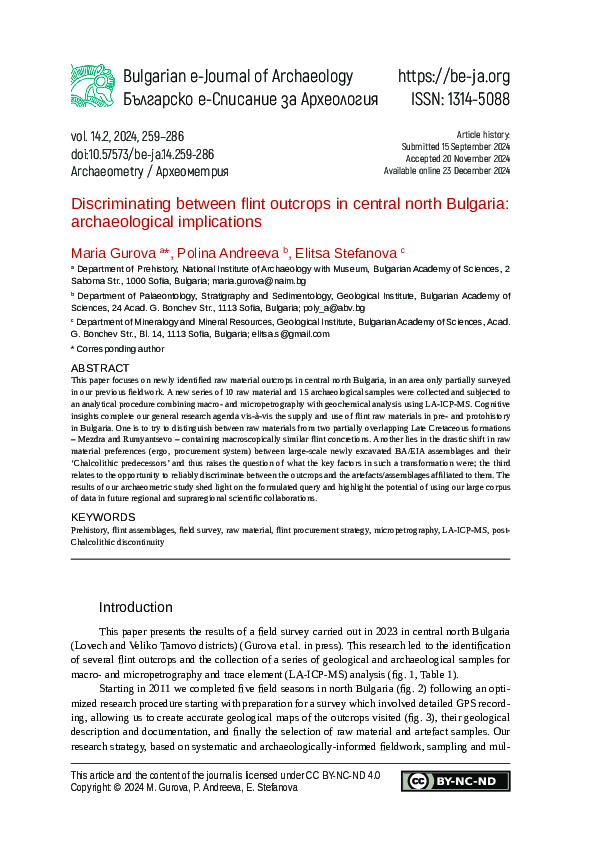 (PDF) Discriminating between flint outcrops in central north Bulgaria ...