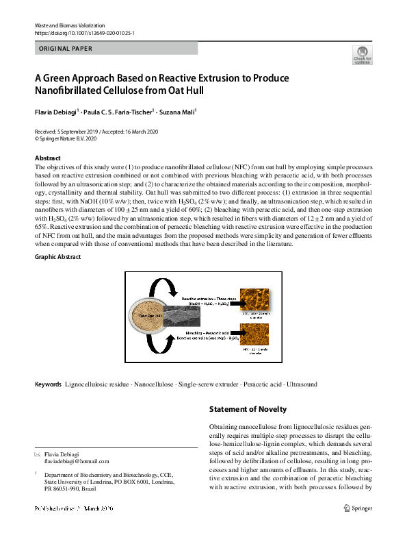 (PDF) A Green Approach Based on Reactive Extrusion to Produce ...