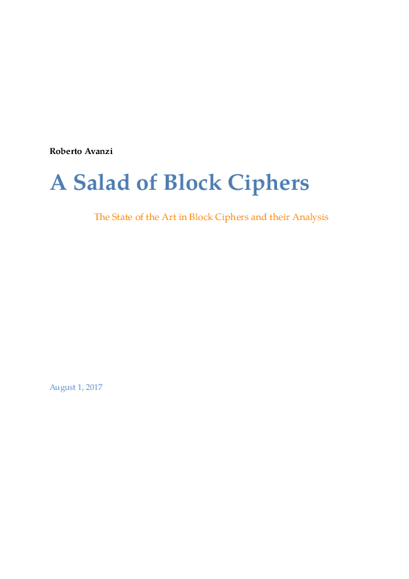 (PDF) A Salad of Block Ciphers