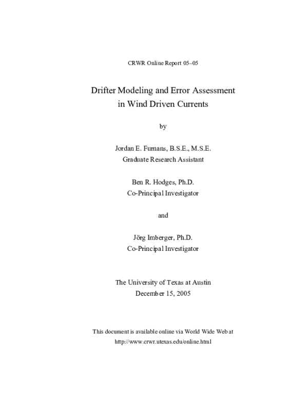 (PDF) Drifter modeling and error assessment in wind driven currents