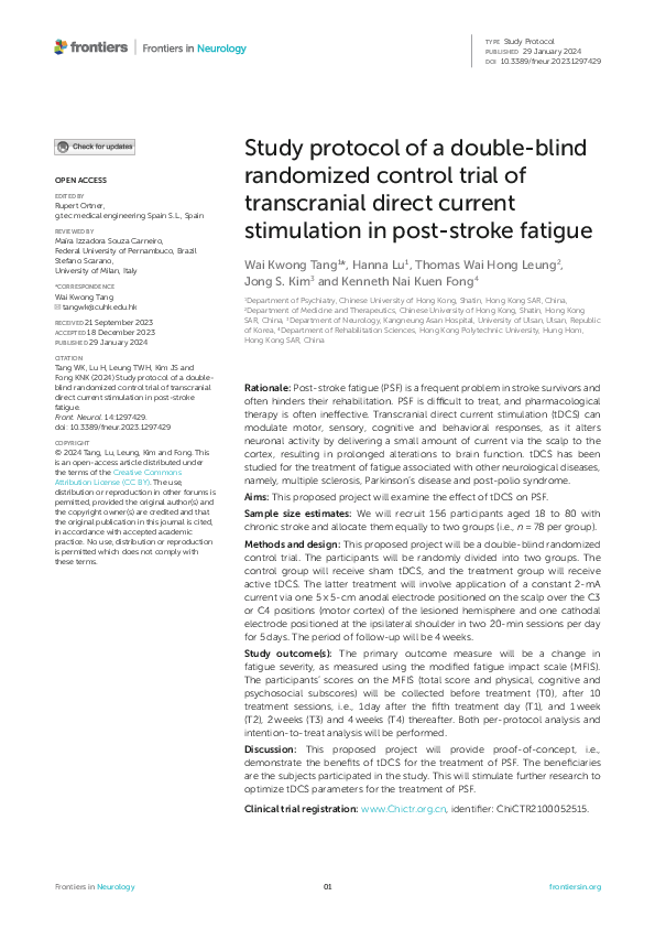 (PDF) Study protocol of a double-blind randomized control trial of ...