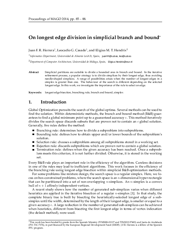(PDF) On longest edge division in simplicial branch and bound