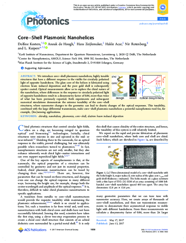 (PDF) Core–Shell Plasmonic Nanohelices