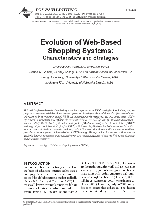 (PDF) Evolution of Web-Based Shopping Systems